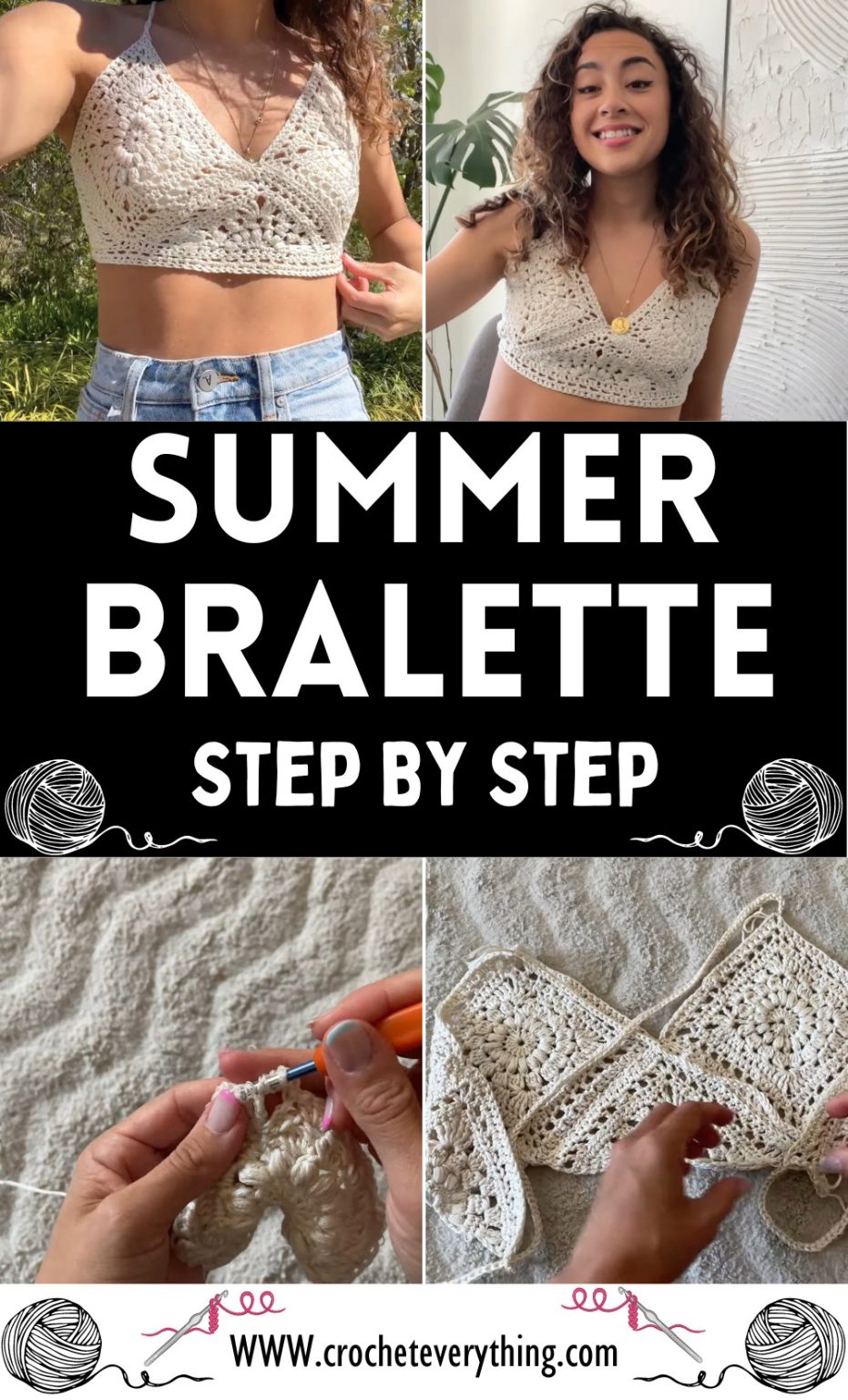 How To Crochet A Summer Bralette With Easy Tie Top - Crochet Everything