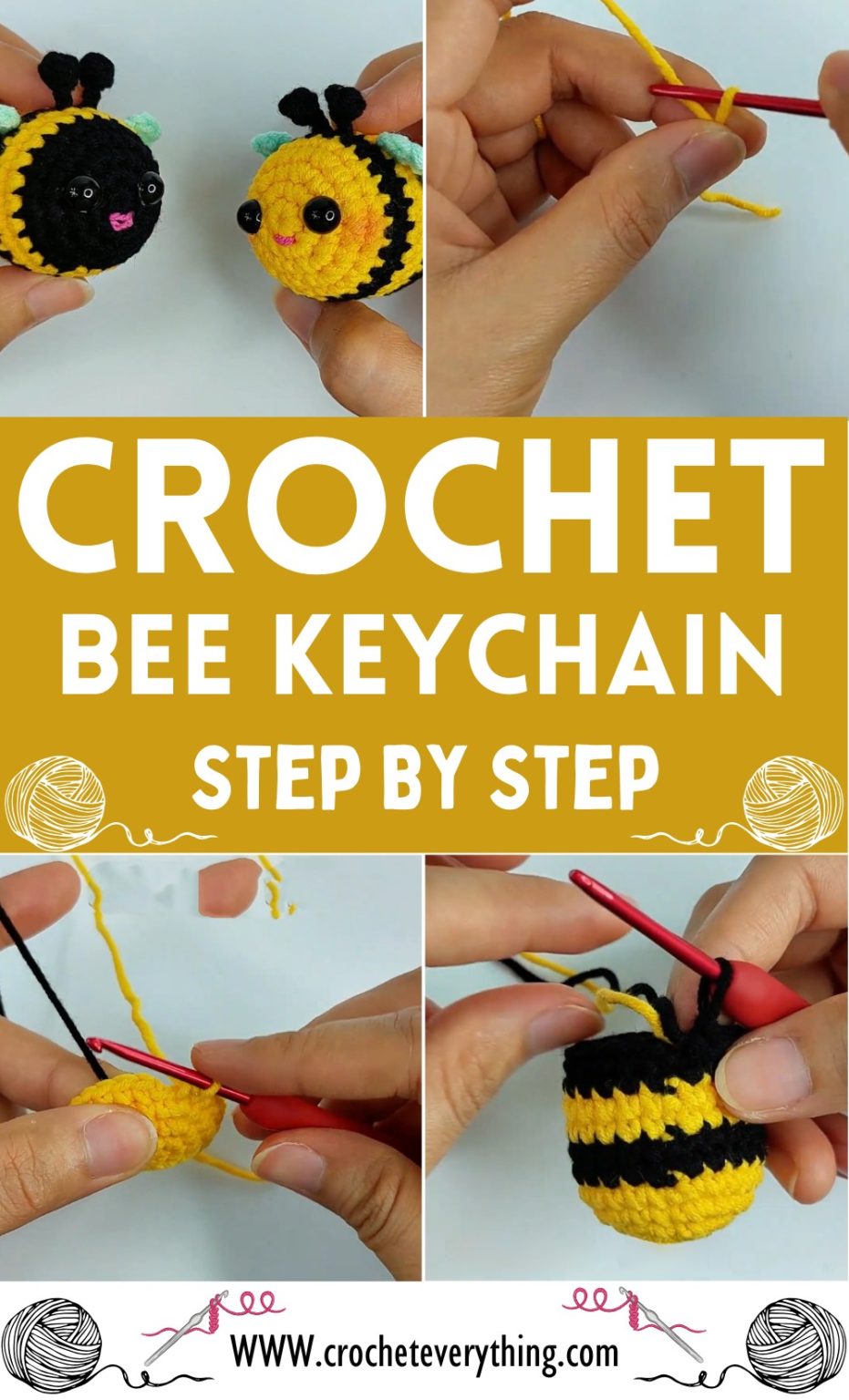 Easy Crochet Bee Keychain Amigurumi Pattern - Crochet Everything