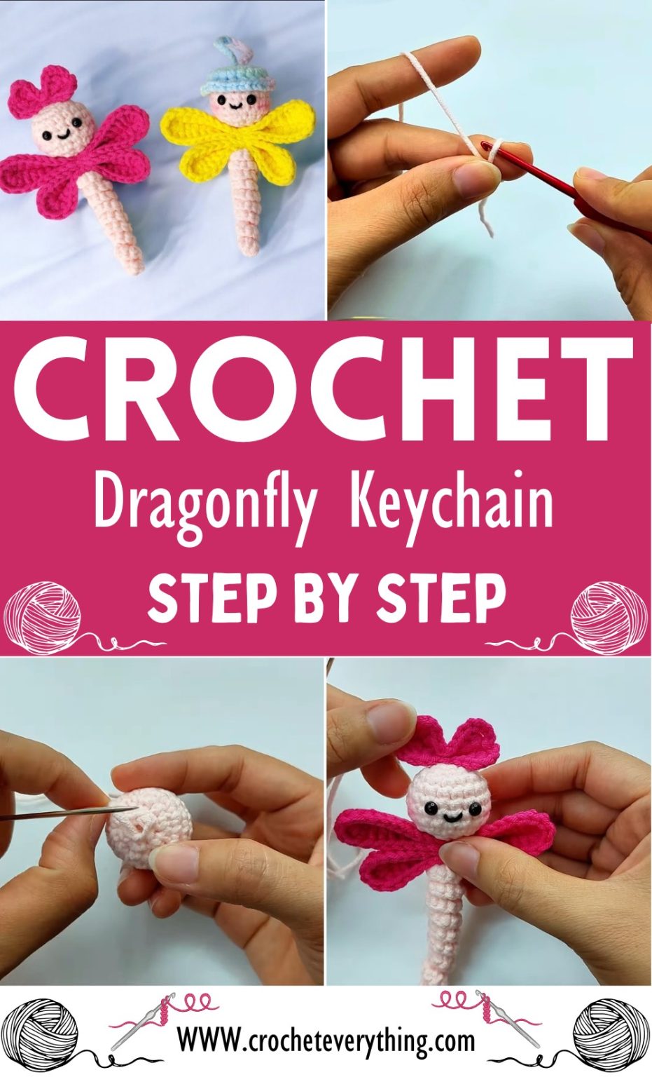 Crochet Dragonfly Amigurumi Keychain Pattern Step By Step - Crochet ...