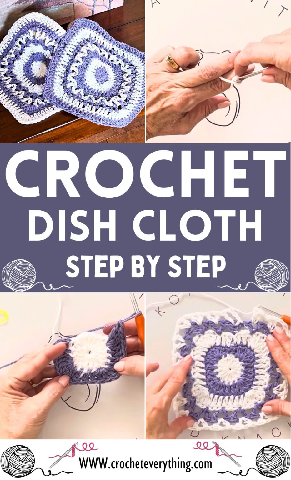 Crochet Dish Cloth Tutorial For Beginners Step By Step - Crochet Everything