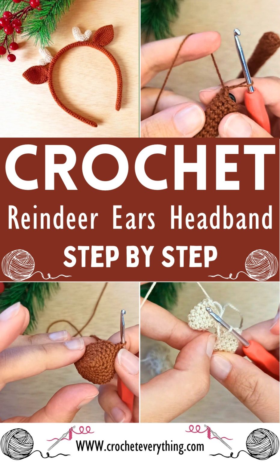 Easy Crochet Reindeer Ears Headband Pattern - Crochet Everything