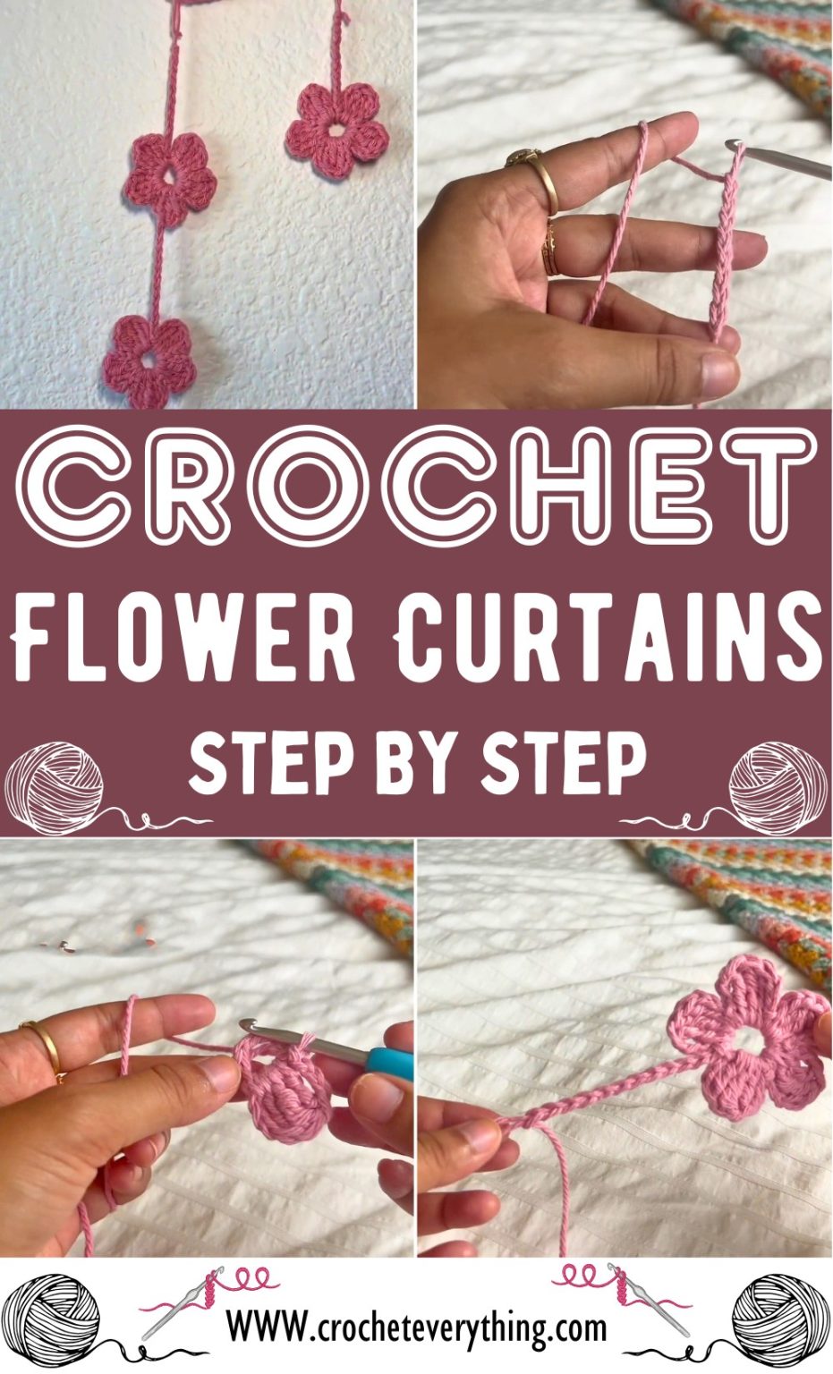 Crochet Flower Curtains Tutorial For Beginners - Crochet Everything
