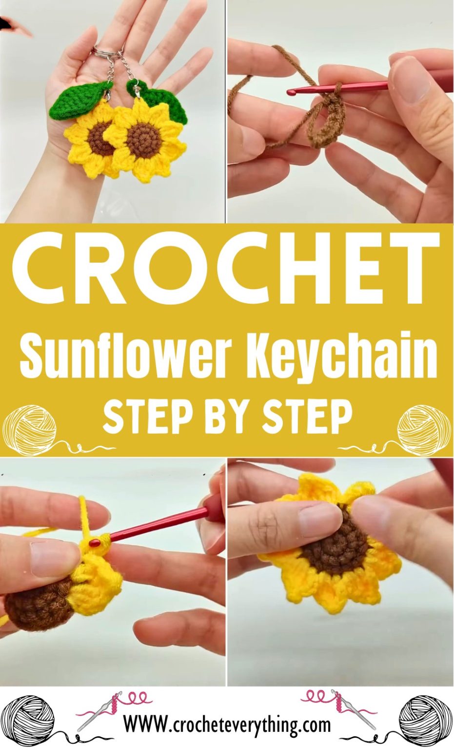 Super Admirable Crochet Sunflower Keychain Pattern - Crochet Everything