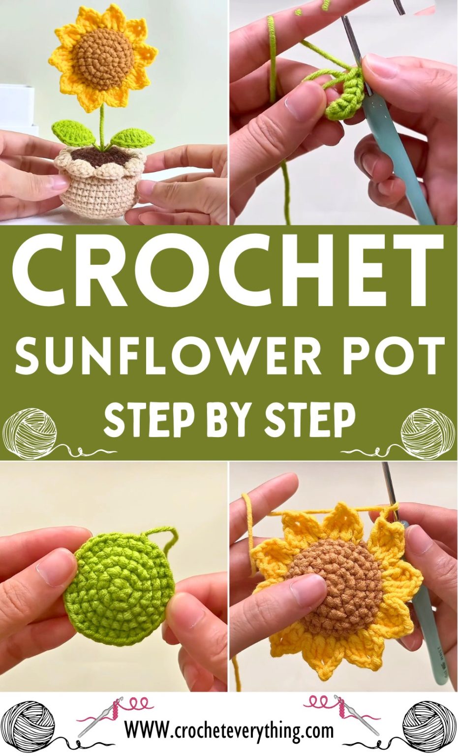 Easy To Follow Crochet Sunflower Pot Pattern - Crochet Everything
