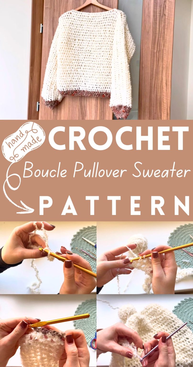 Trendy & Chic Crochet Boucle Pullover Sweater Tutorial For Women In ...