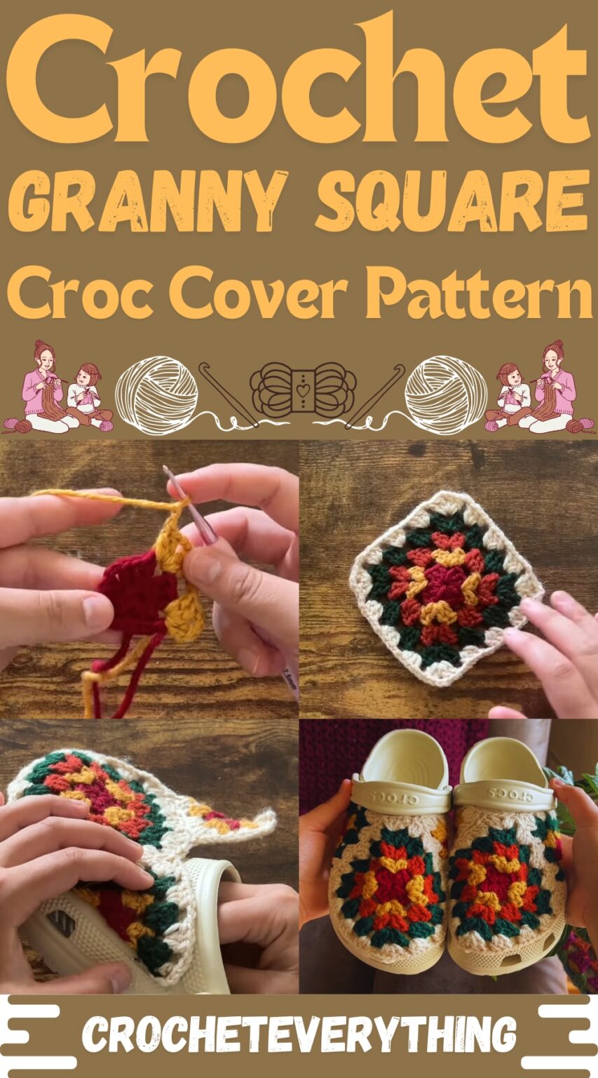 Stylish Crochet Granny Square Croc Cover Pattern For Making Addition To ...