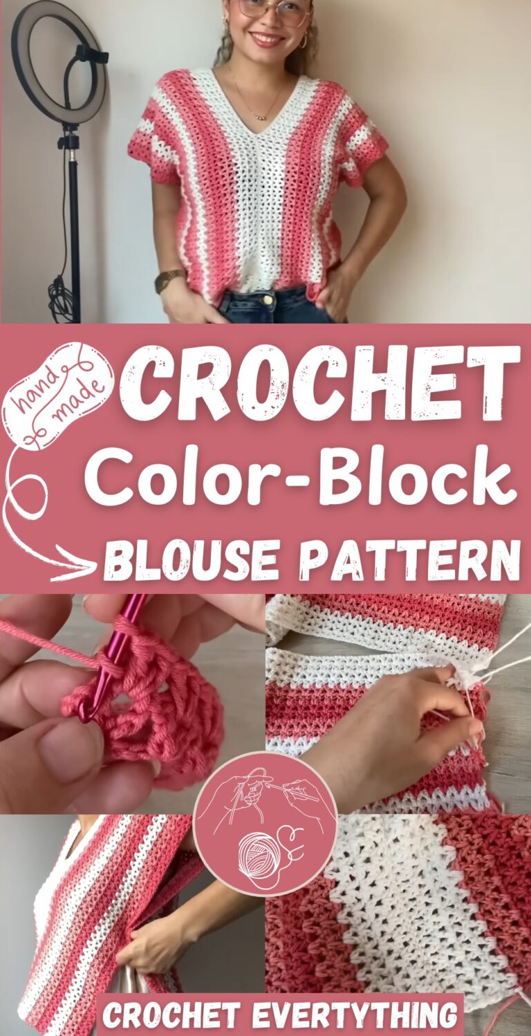 Stunning Crochet Color-Block Blouse Pattern Perfect For Any Season - Crochet Everything