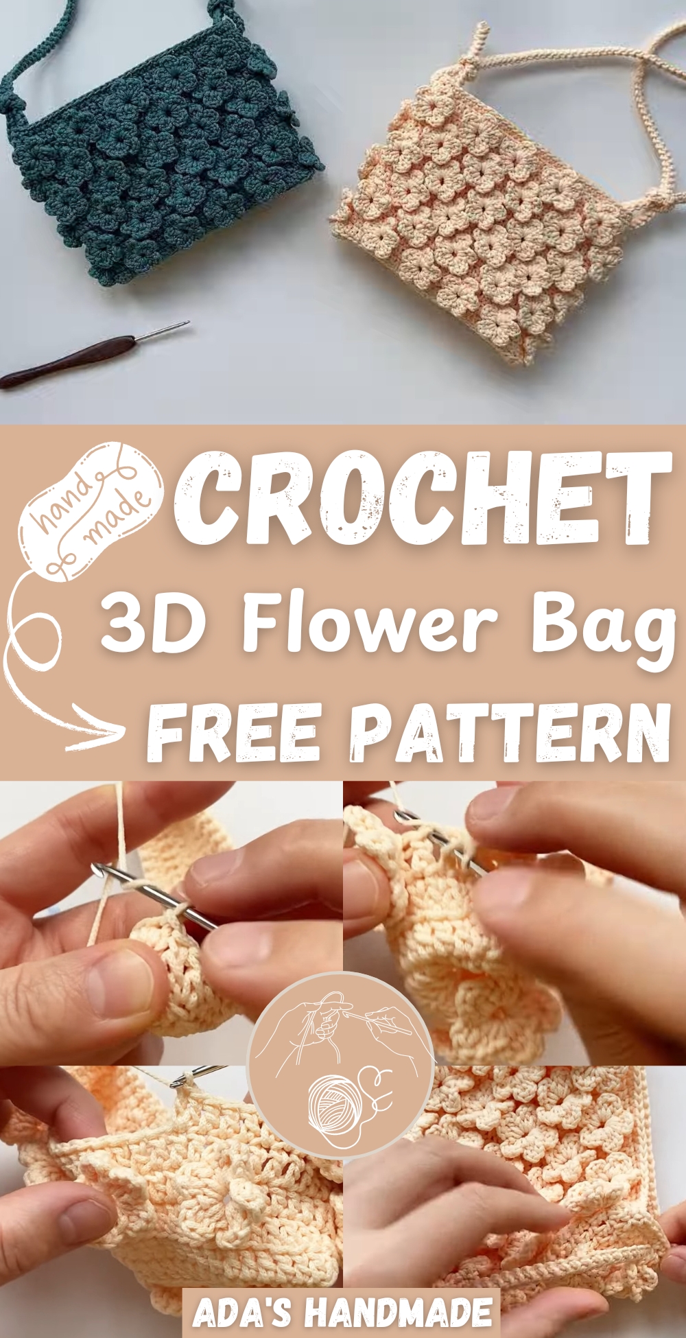 Stunning Beautiful Crochet 3D Flower Bag Pattern - Crochet Everything