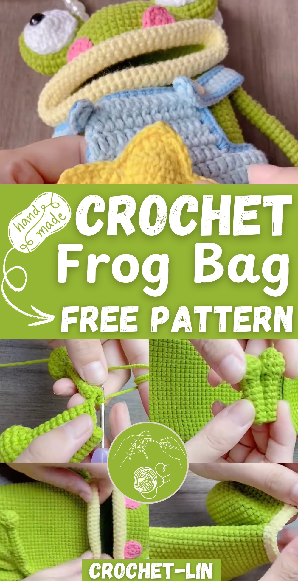 Adorable Crochet Frog Bag Pattern With Overalls & Accessories - Crochet ...