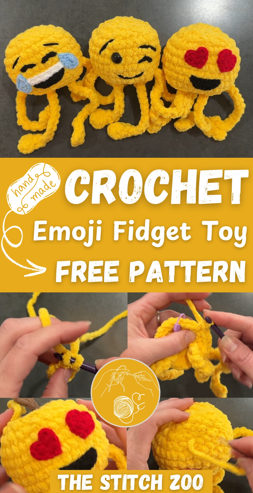 Crochet Emoji Fidget Toy Pattern Best Gift For Emoji Lovers - Crochet ...