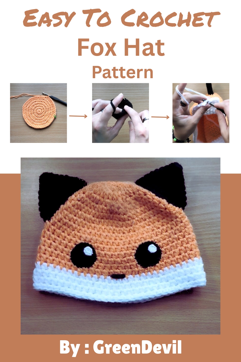 Cute Crochet Fox Hat With Ears And Braids Pattern - Crochet Everything