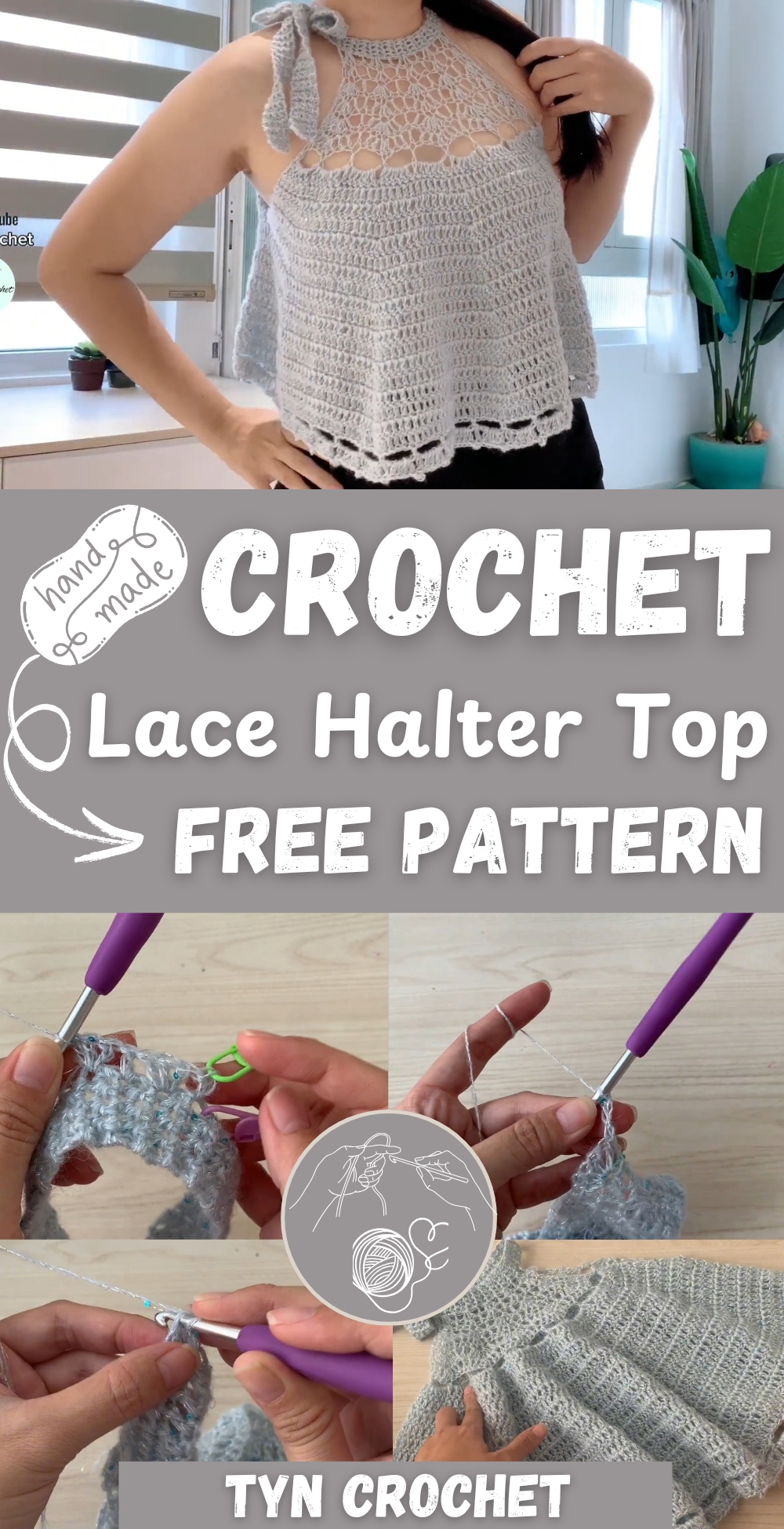 Free Crochet Lace Halter Top Pattern With Shimmery Yarn - Crochet ...