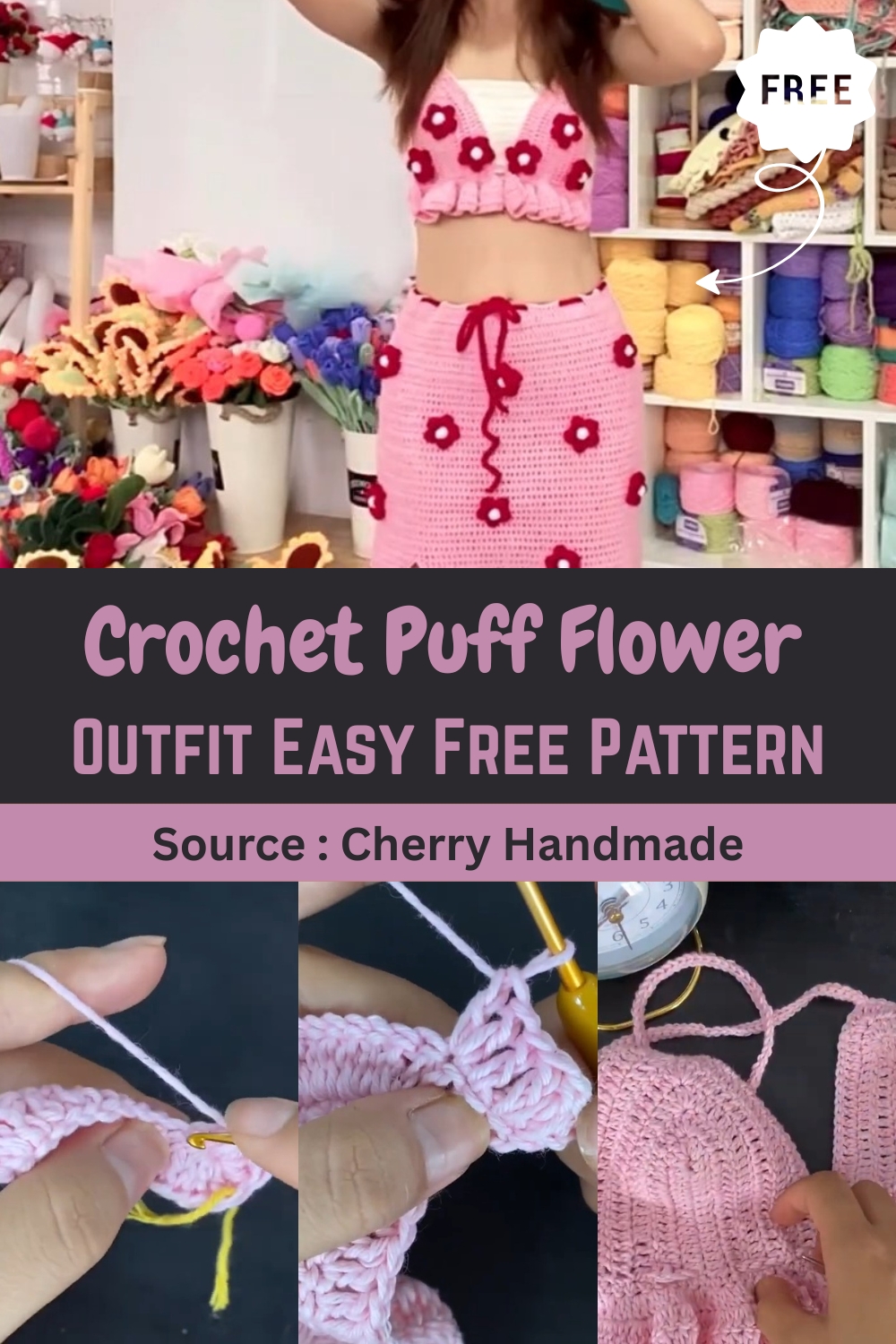 Crochet Puff Flower Outfit Pattern Fre That’s Perfect For Festivals ...
