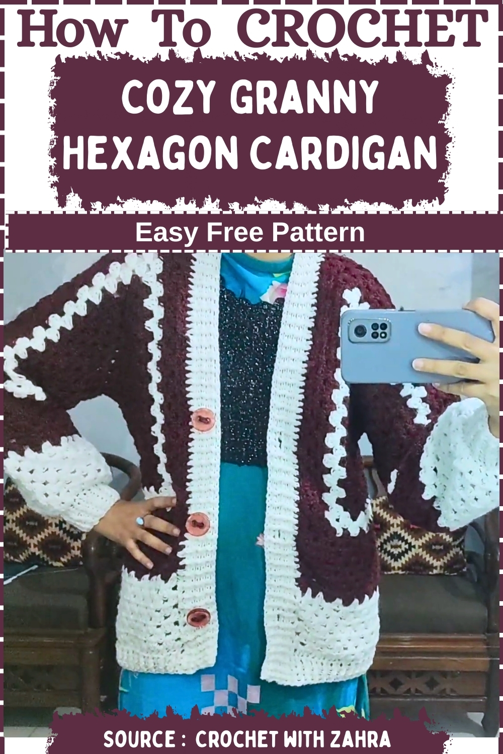 Easiest Crochet Granny Hexagon Cardigan Pattern Free - Crochet Everything