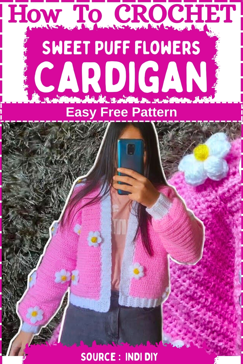 Crochet Puff Flowers Cardigan Pattern Free - Crochet Everything